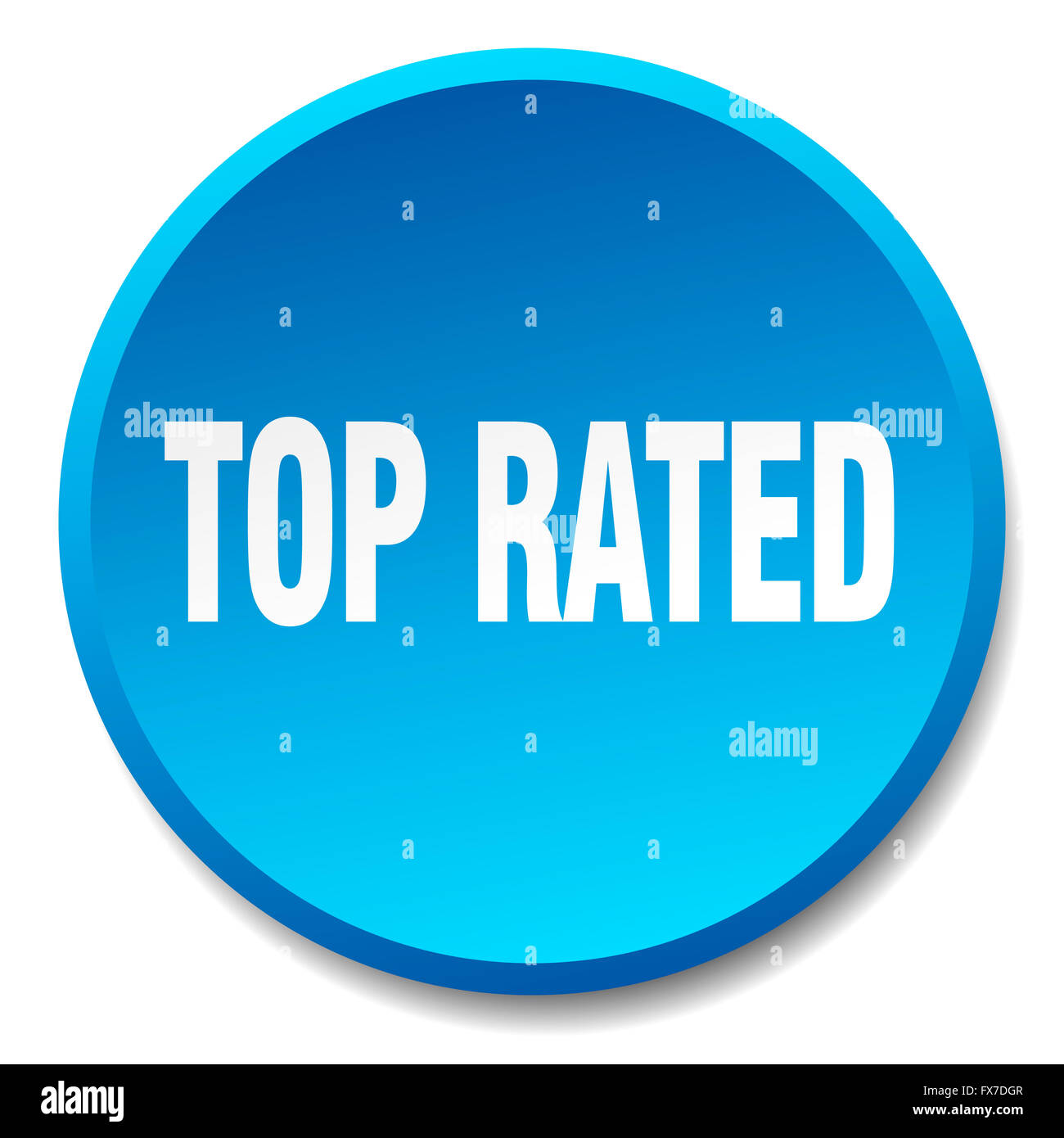 top rated blue round flat isolated push button Stock Photo - Alamy
