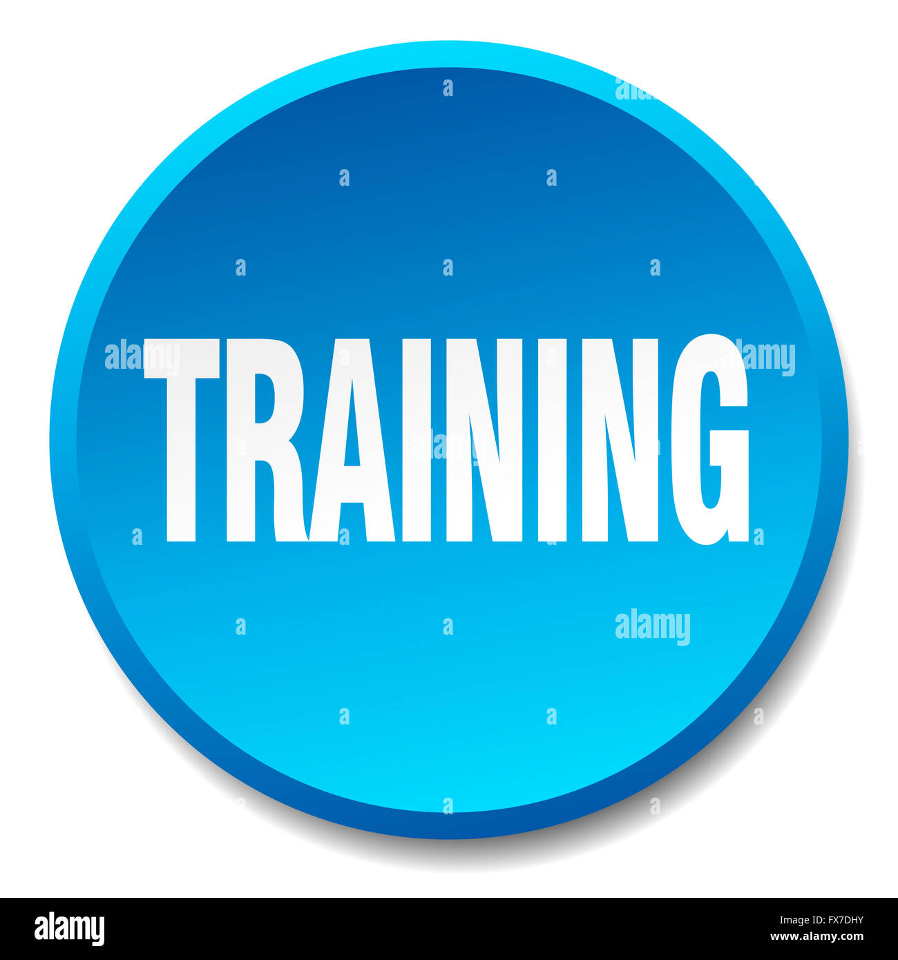training blue round flat isolated push button Stock Photo - Alamy