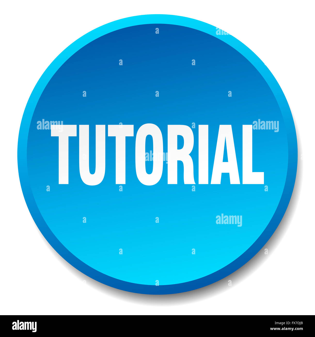 tutorial blue round flat isolated push button Stock Photo - Alamy