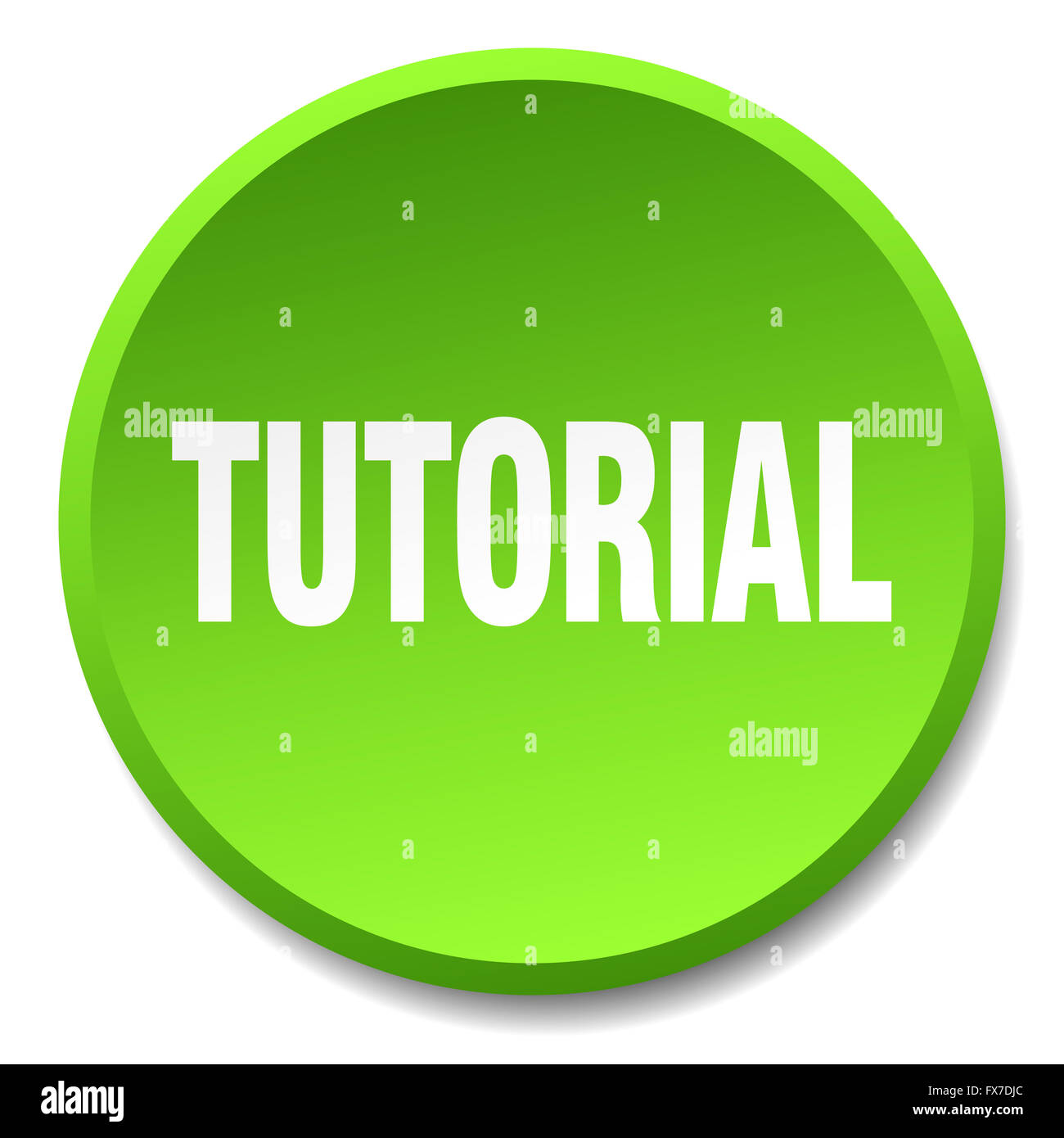 tutorial green round flat isolated push button Stock Photo - Alamy