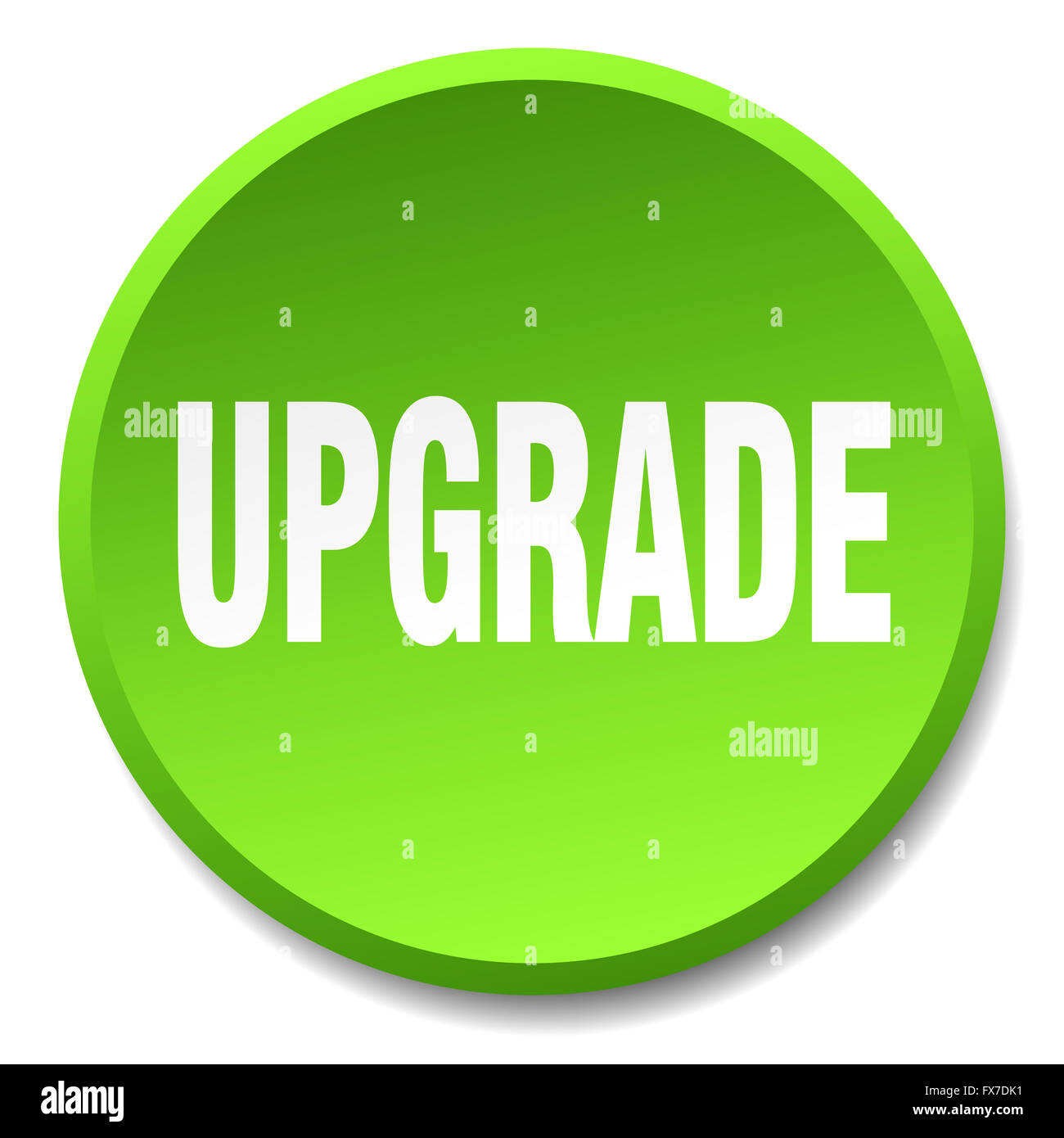 upgrade green round flat isolated push button Stock Photo - Alamy