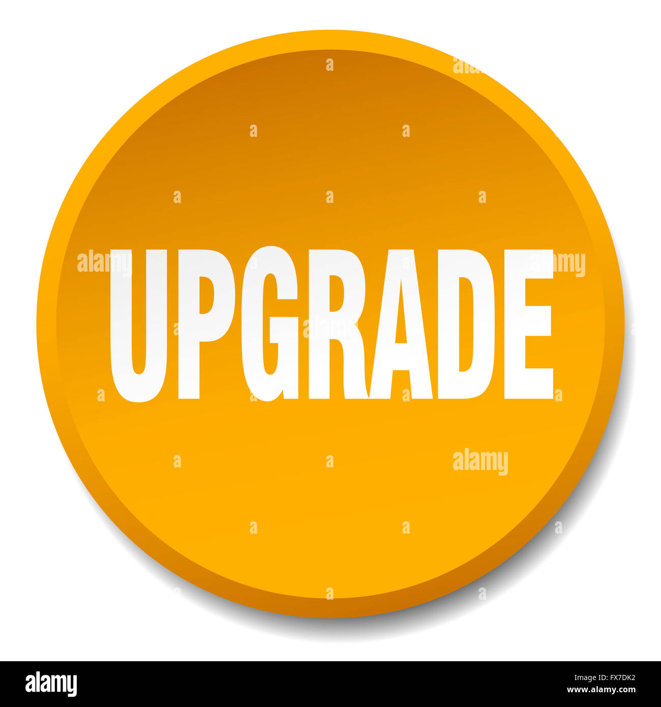 upgrade orange round flat isolated push button Stock Photo - Alamy