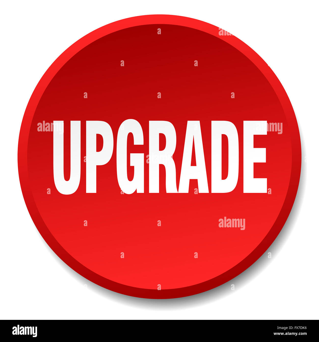 upgrade red round flat isolated push button Stock Photo - Alamy