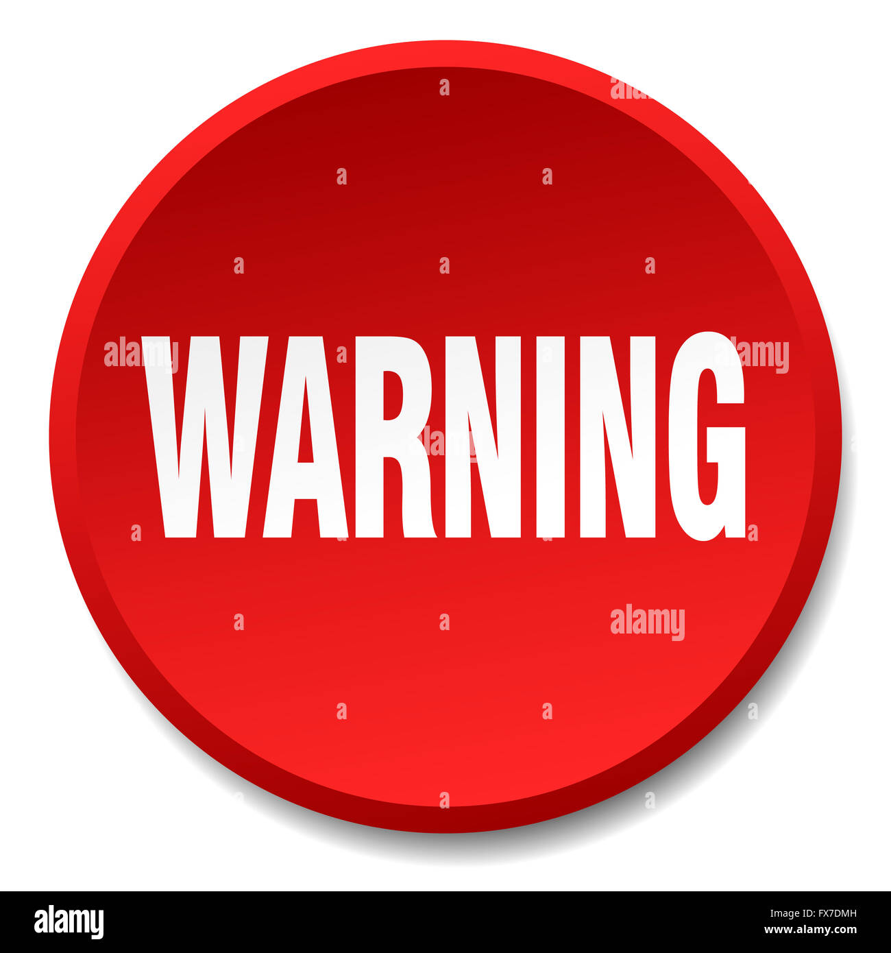 warning red round flat isolated push button Stock Photo - Alamy