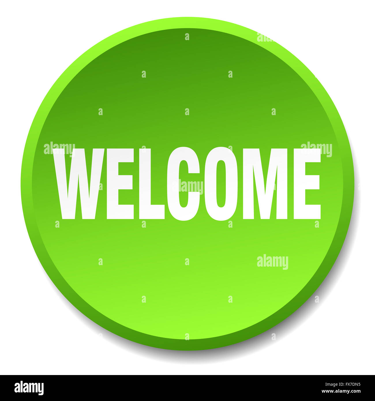 welcome green round flat isolated push button Stock Photo - Alamy