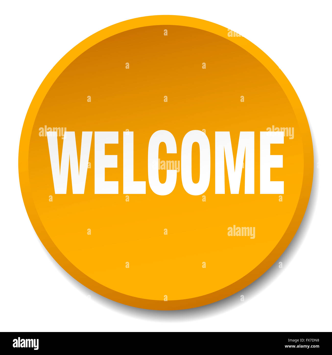 welcome orange round flat isolated push button Stock Photo - Alamy