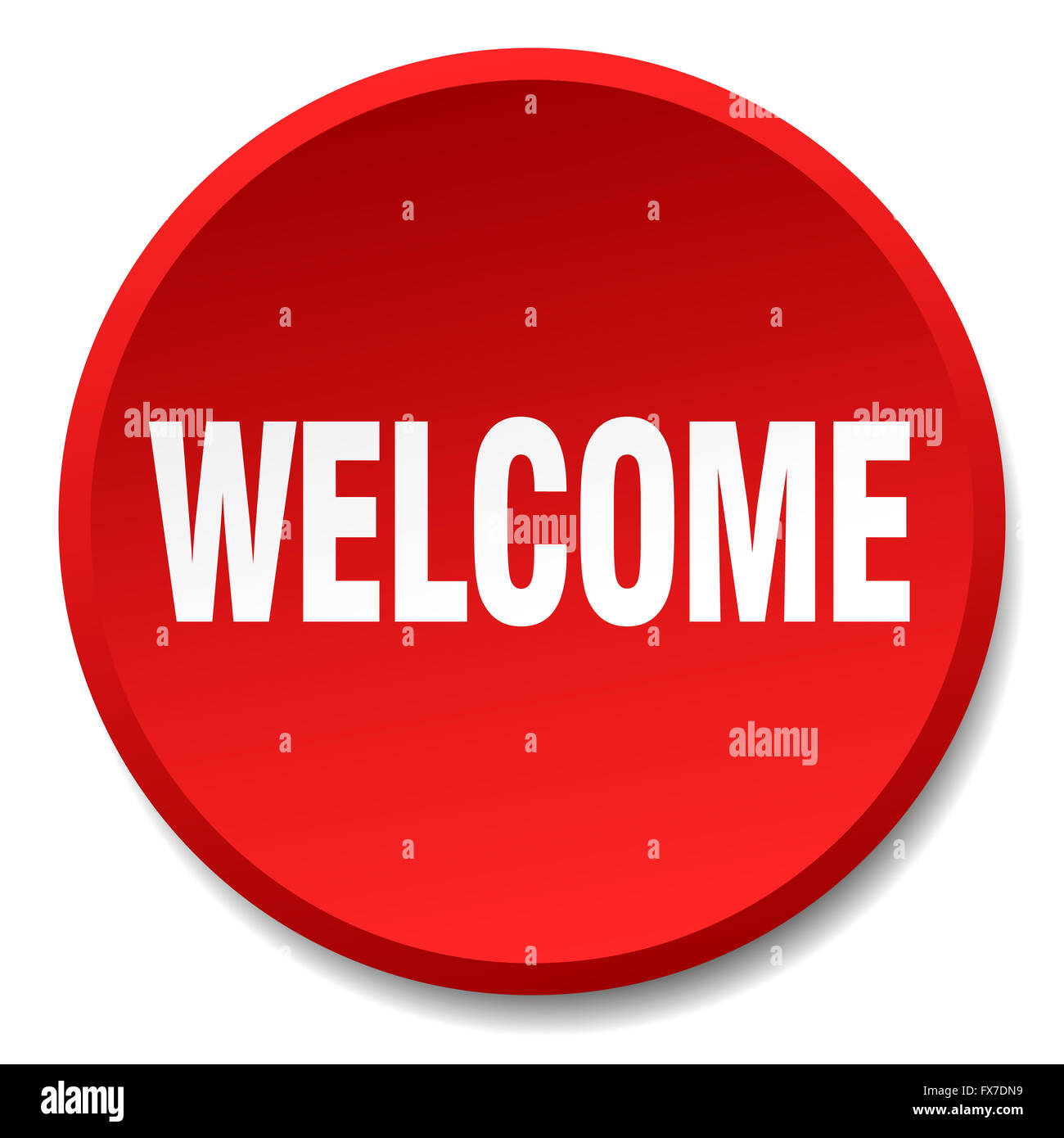 welcome red round flat isolated push button Stock Photo - Alamy
