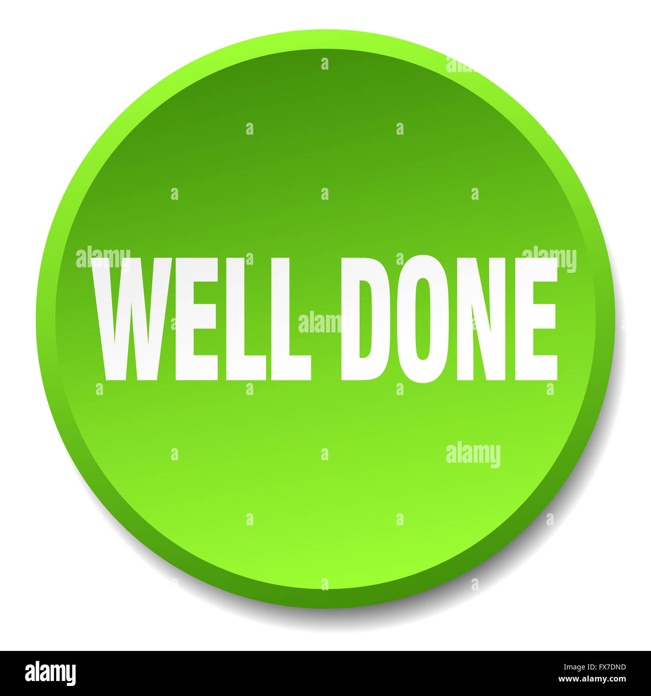 well done green round flat isolated push button Stock Photo - Alamy