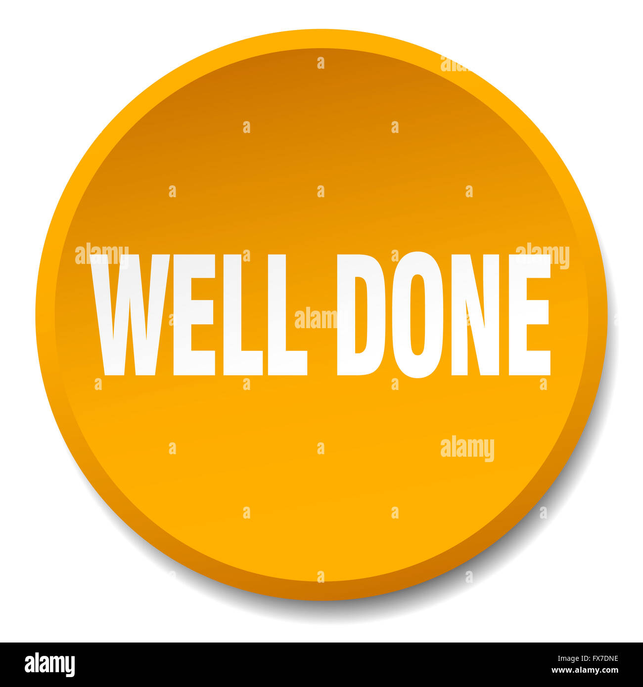 well done orange round flat isolated push button Stock Photo - Alamy