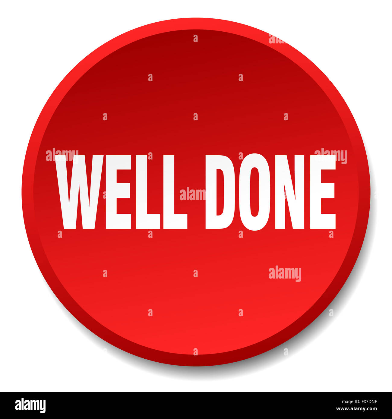 well done red round flat isolated push button Stock Photo - Alamy