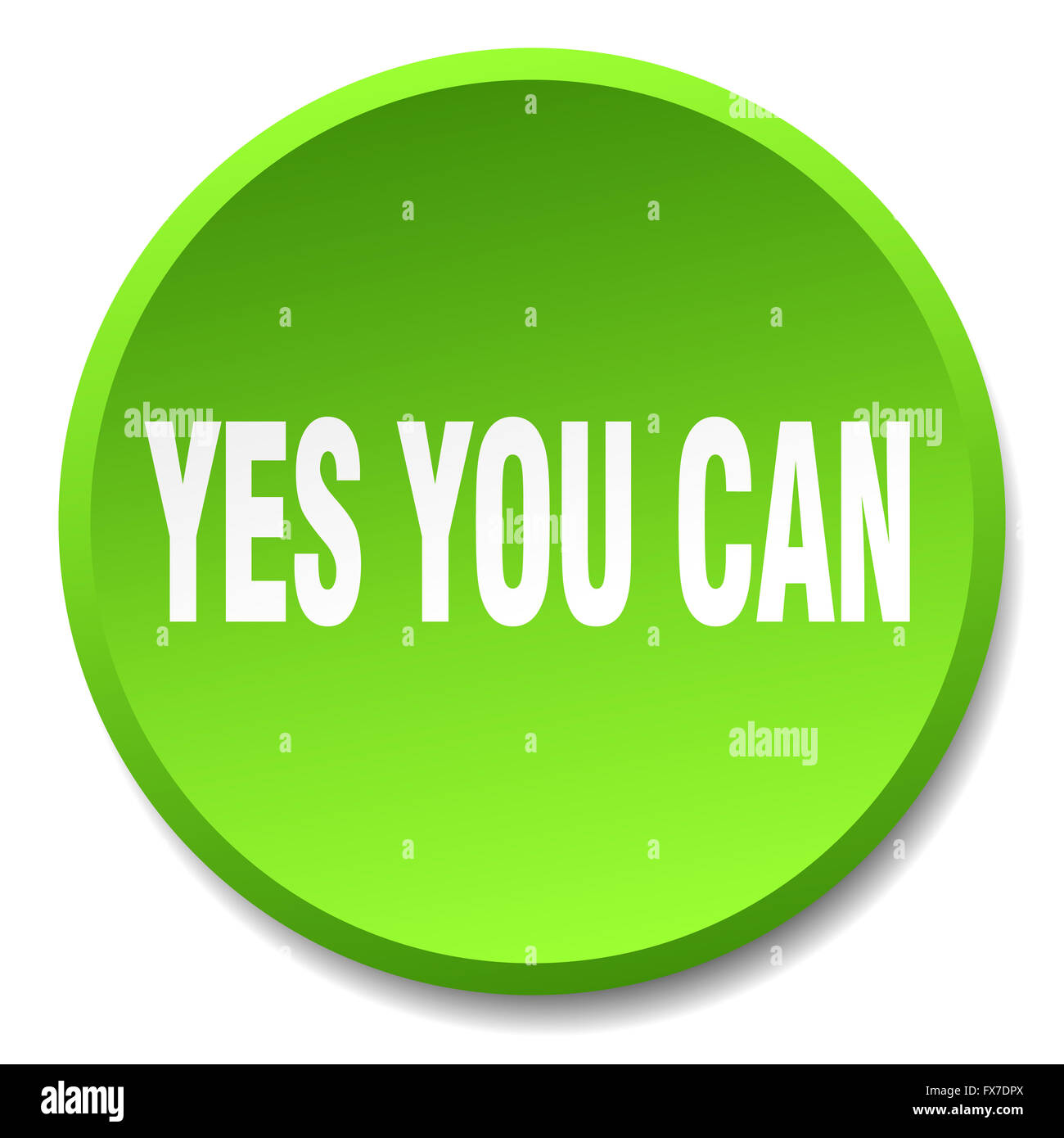 yes you can green round flat isolated push button Stock Photo - Alamy