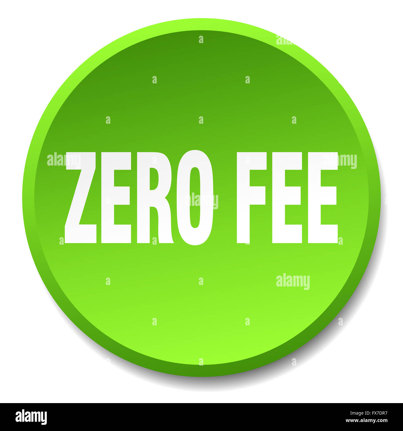 zero fee green round flat isolated push button Stock Photo - Alamy