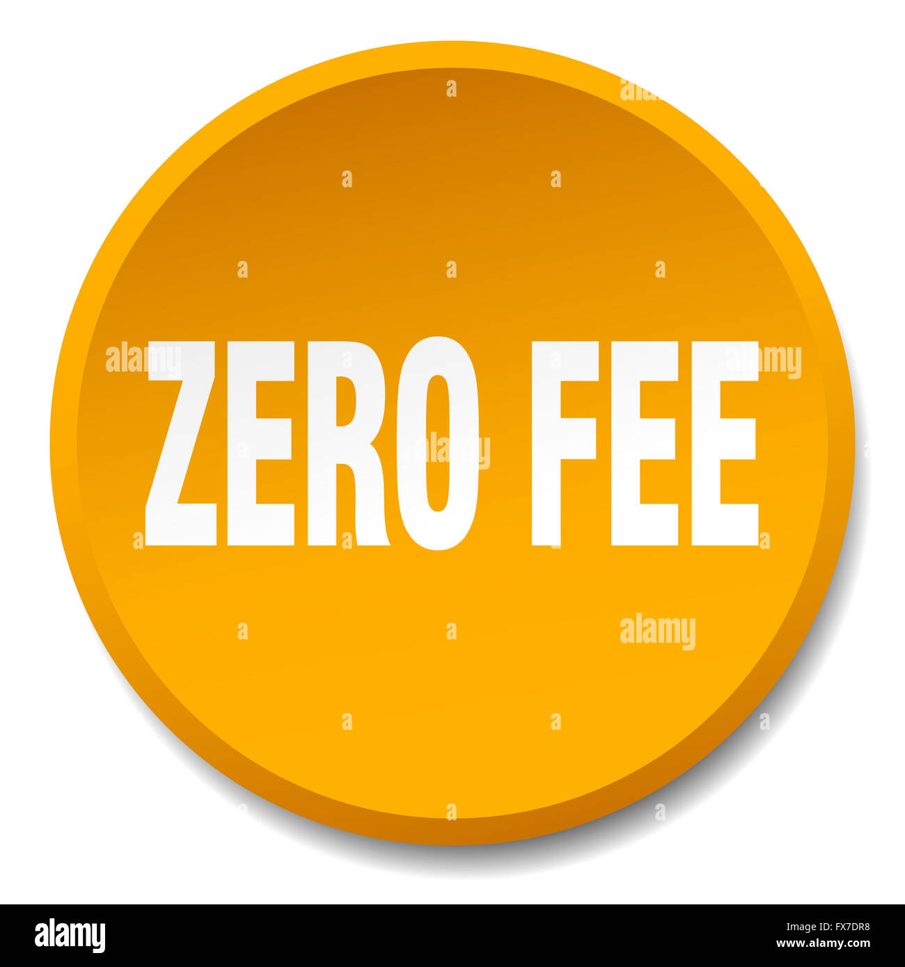zero fee orange round flat isolated push button Stock Photo - Alamy