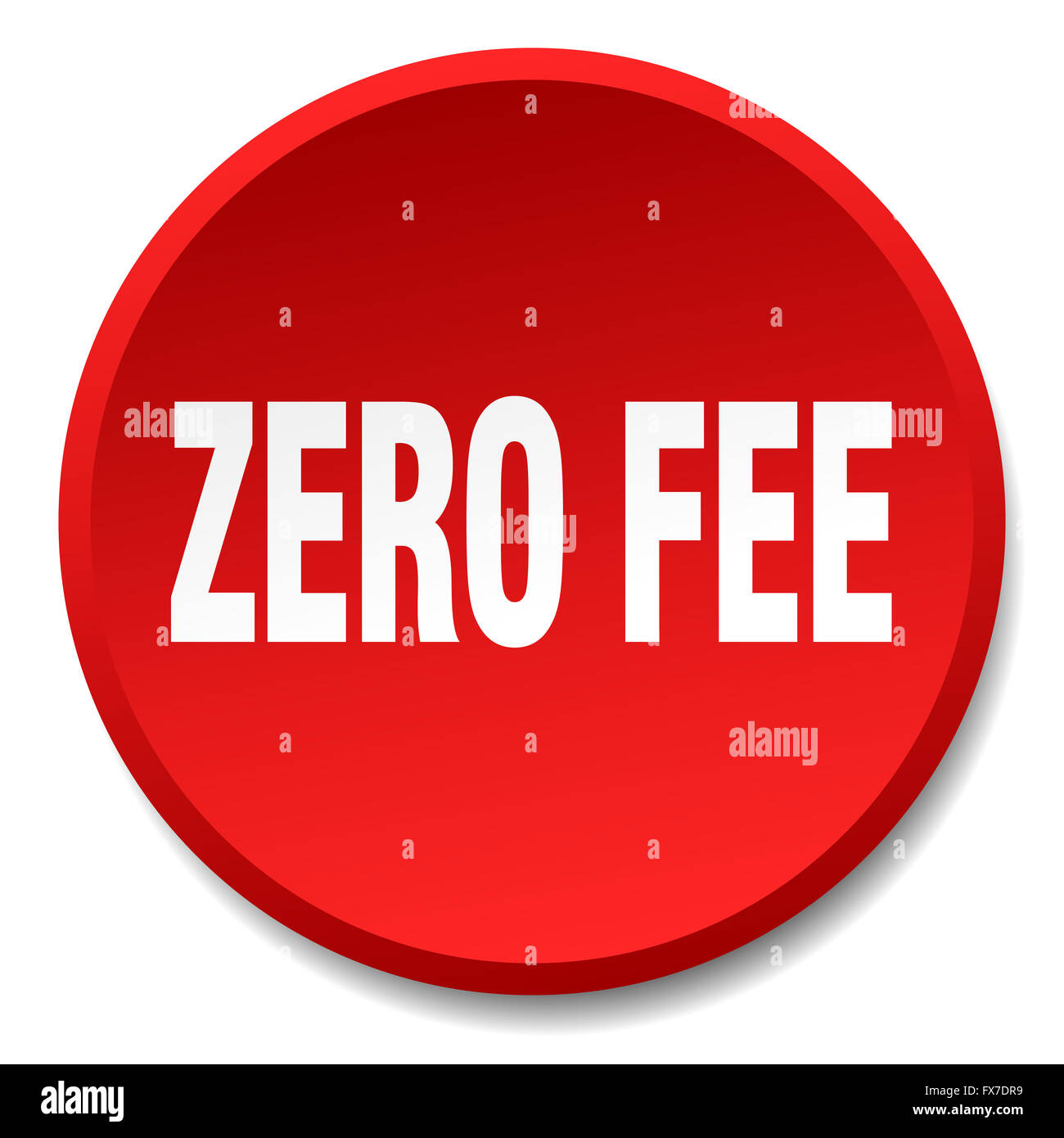 zero fee red round flat isolated push button Stock Photo - Alamy