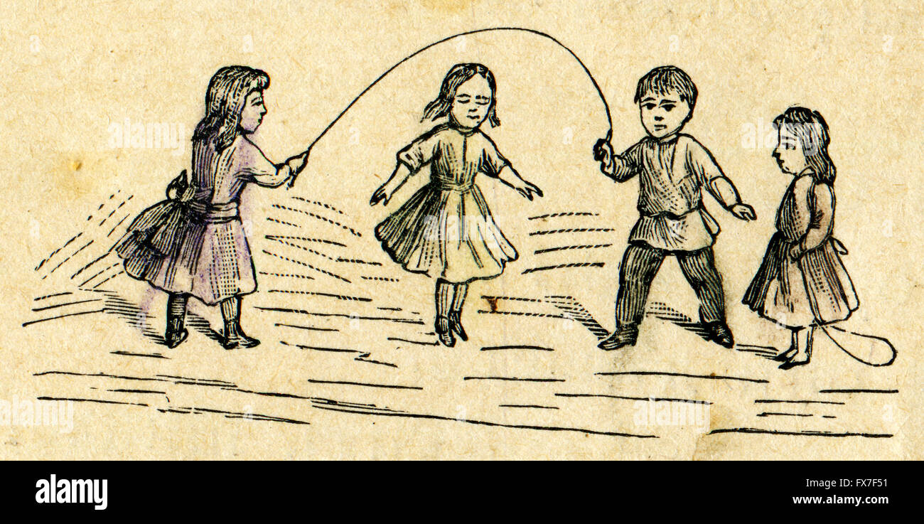 children jumping rope - illustration to the book by A.Kruglov, "Games ...