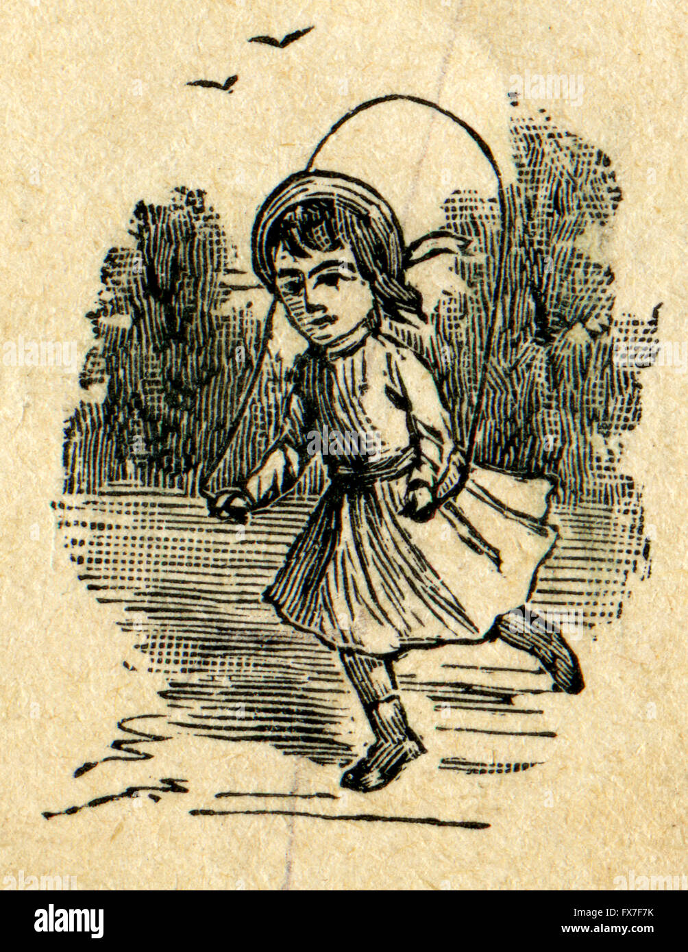 girl jumping rope - illustration to the book by A.Kruglov, "Games and ...