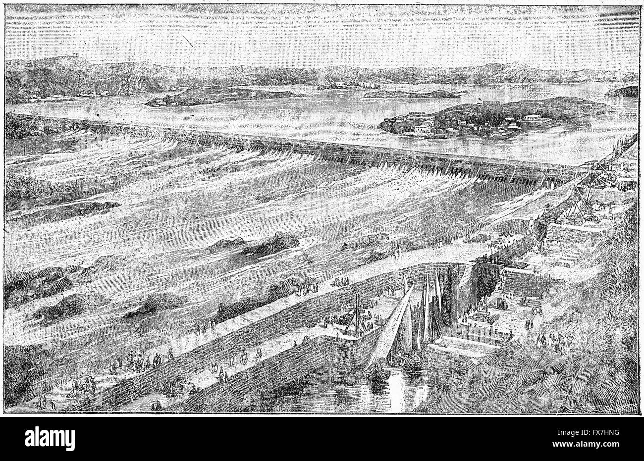 Aswan High Dam on the Nile, Egypt - an illustration from the book ...