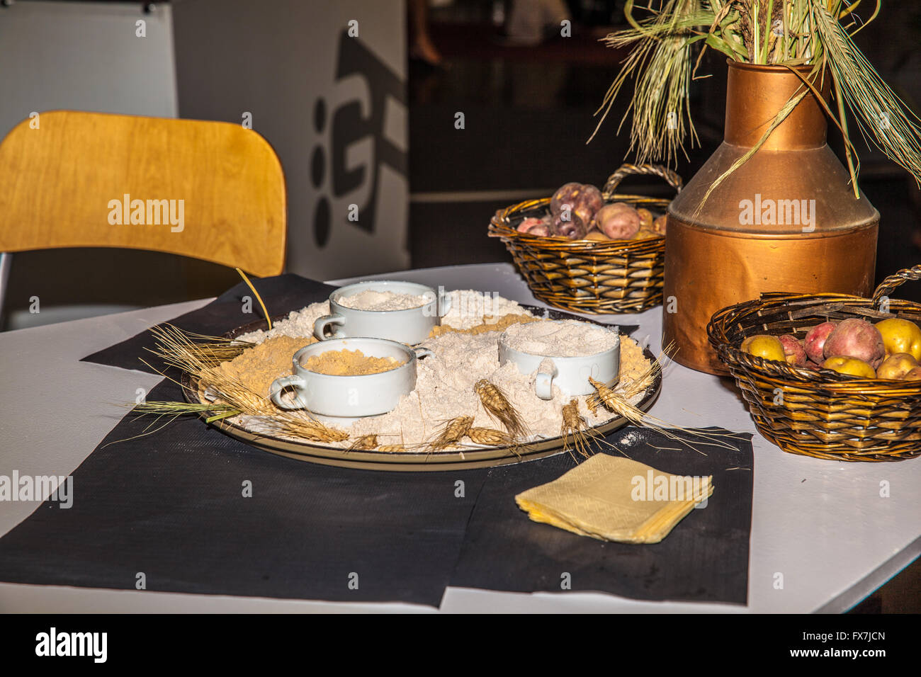 showcase of powdered canarian gofio Stock Photo - Alamy