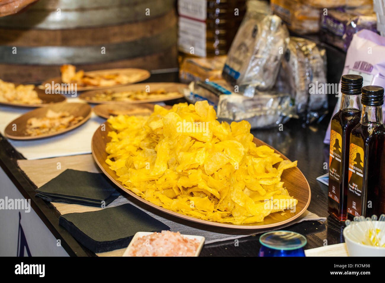 showcase of chips and cooking products Stock Photo - Alamy
