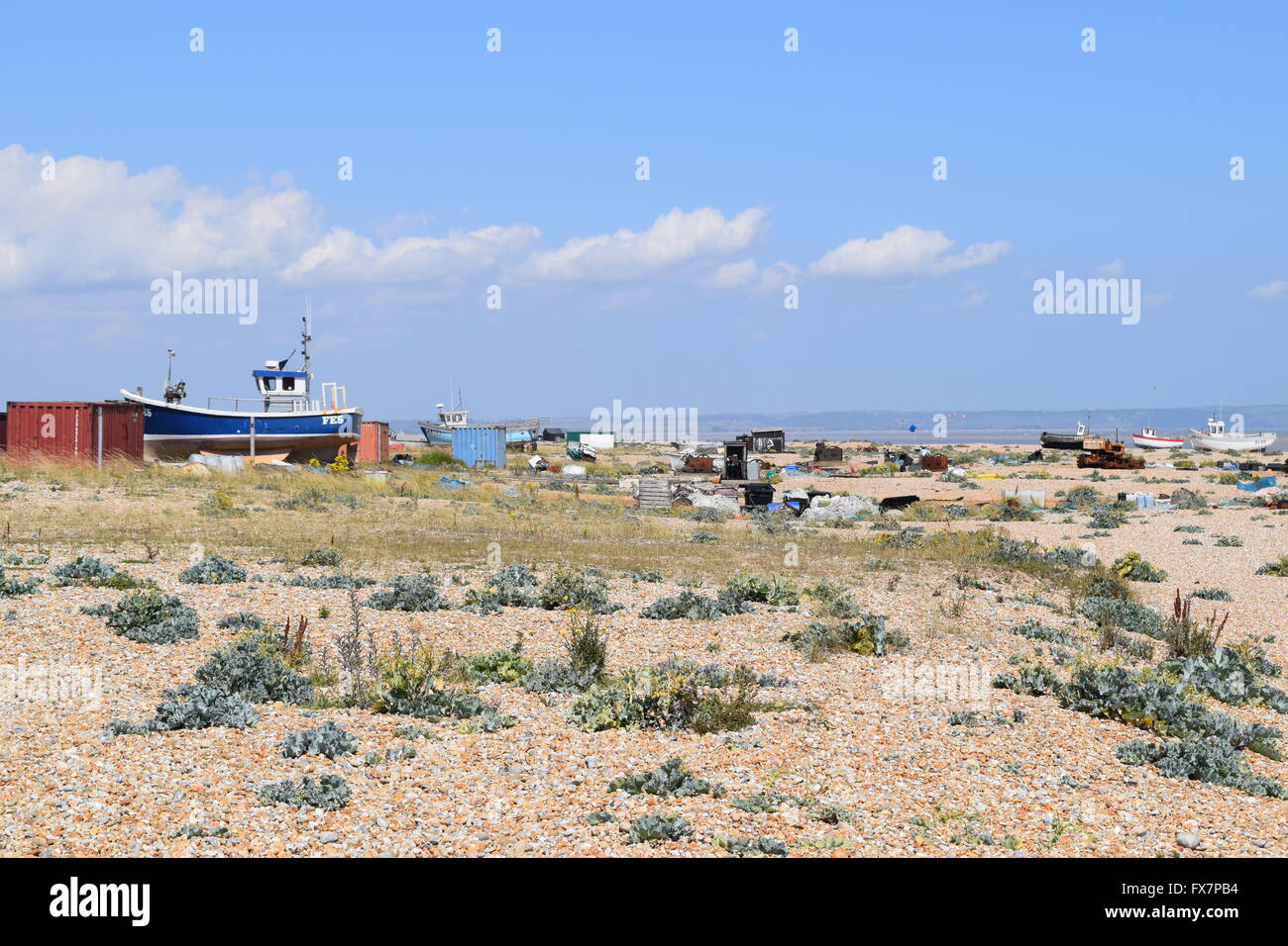 Beach Scene at Dungeness, UK. Britain's only desert Stock Photo - Alamy