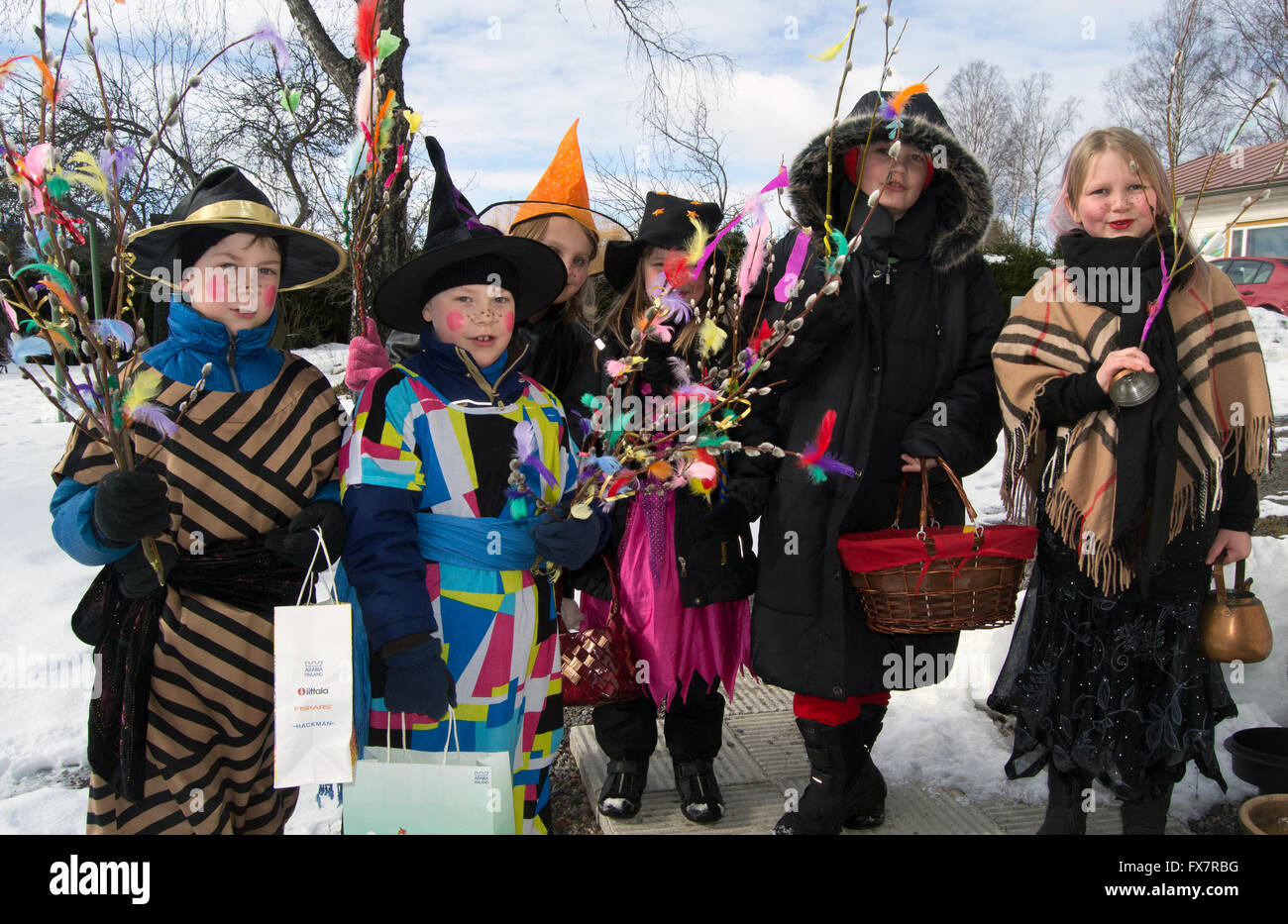 Children dressed as witches in Easter, Finland Stock Photo - Alamy