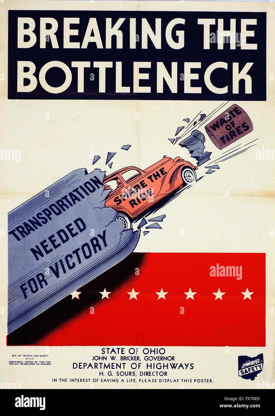 Breaking The Bottleneck - World War II - U.S propaganda Poster Stock ...