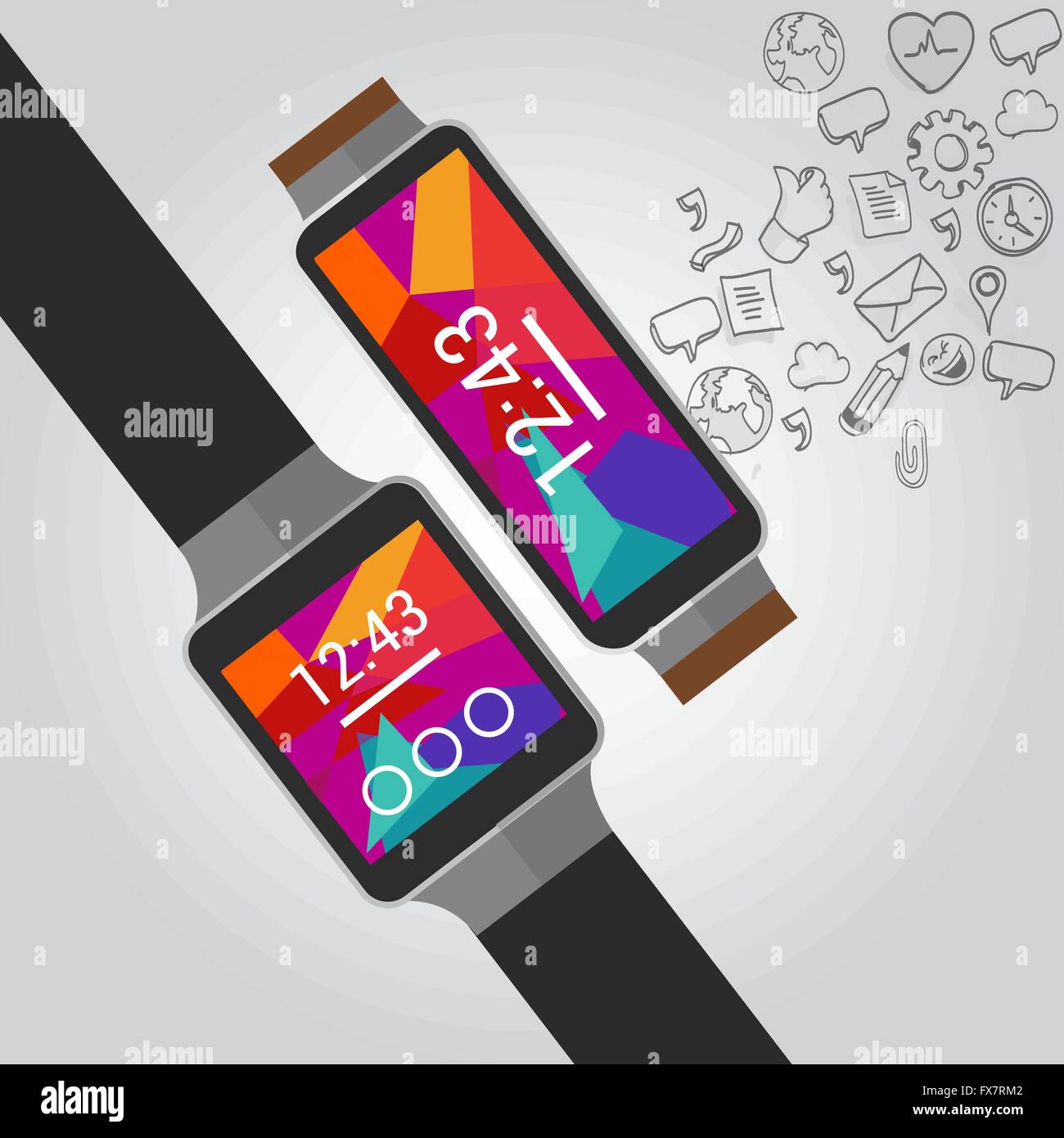 wearable vector smart watches with icon Stock Vector Image & Art - Alamy