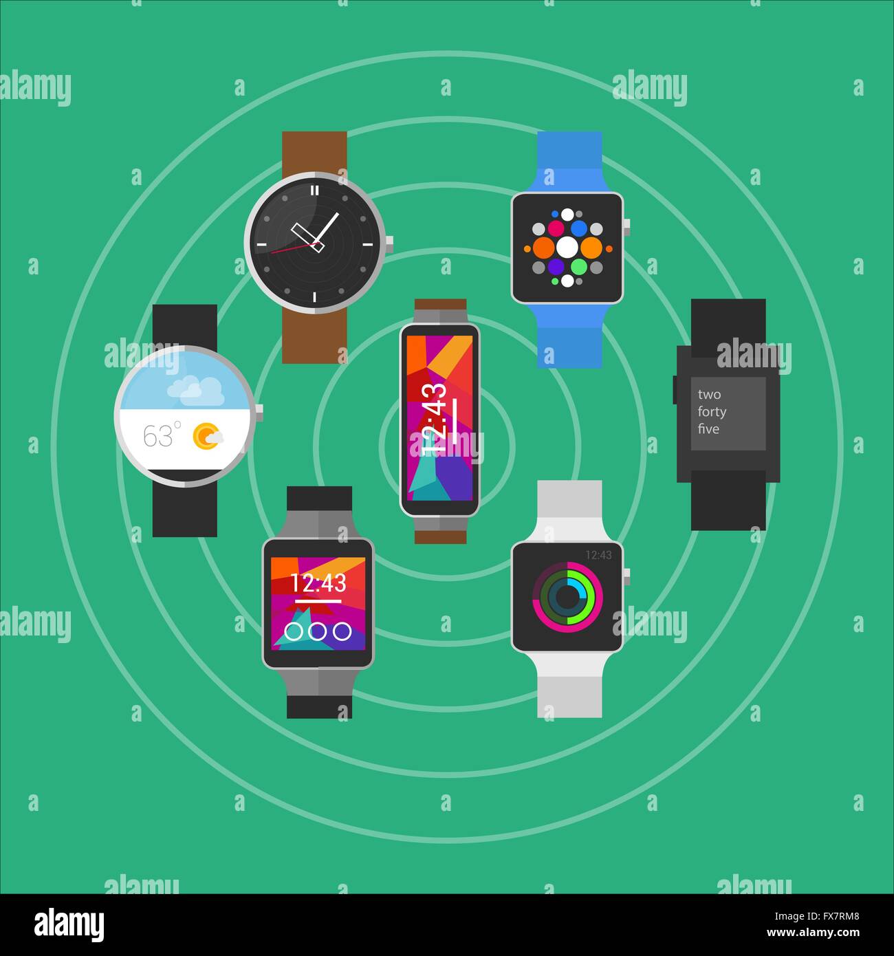 wearable vector smart watches with icon Stock Vector Image & Art - Alamy