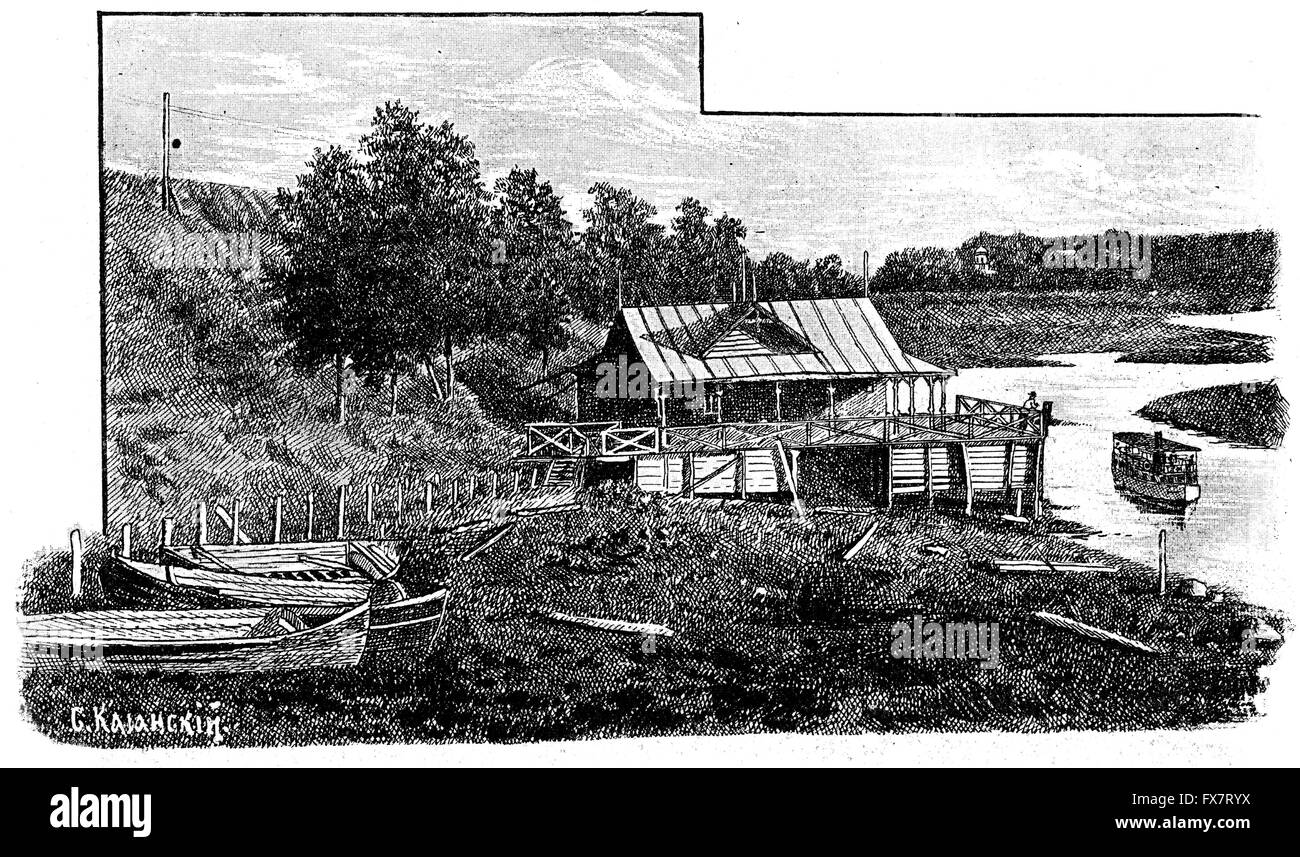 ghat on river Luga near the village Preobrazhenskaya - an illustration ...