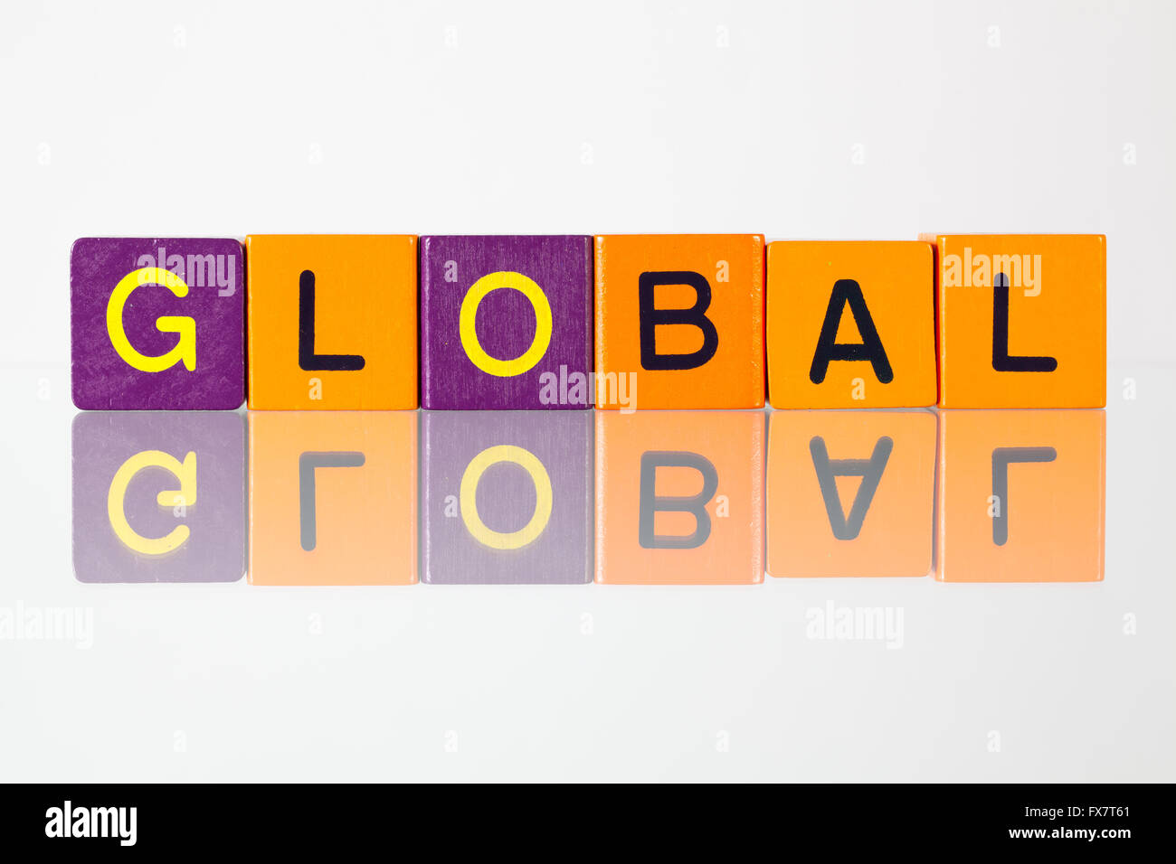 Global - an inscription from children's wooden blocks Stock Photo - Alamy