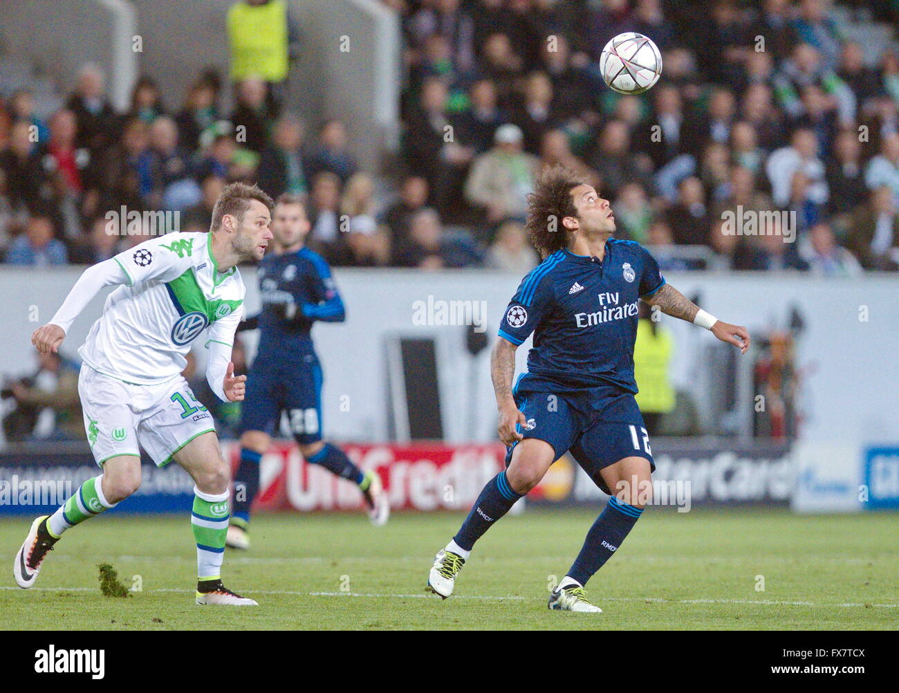 Marcelo in action during the league champion Wolfsburg match - Real ...