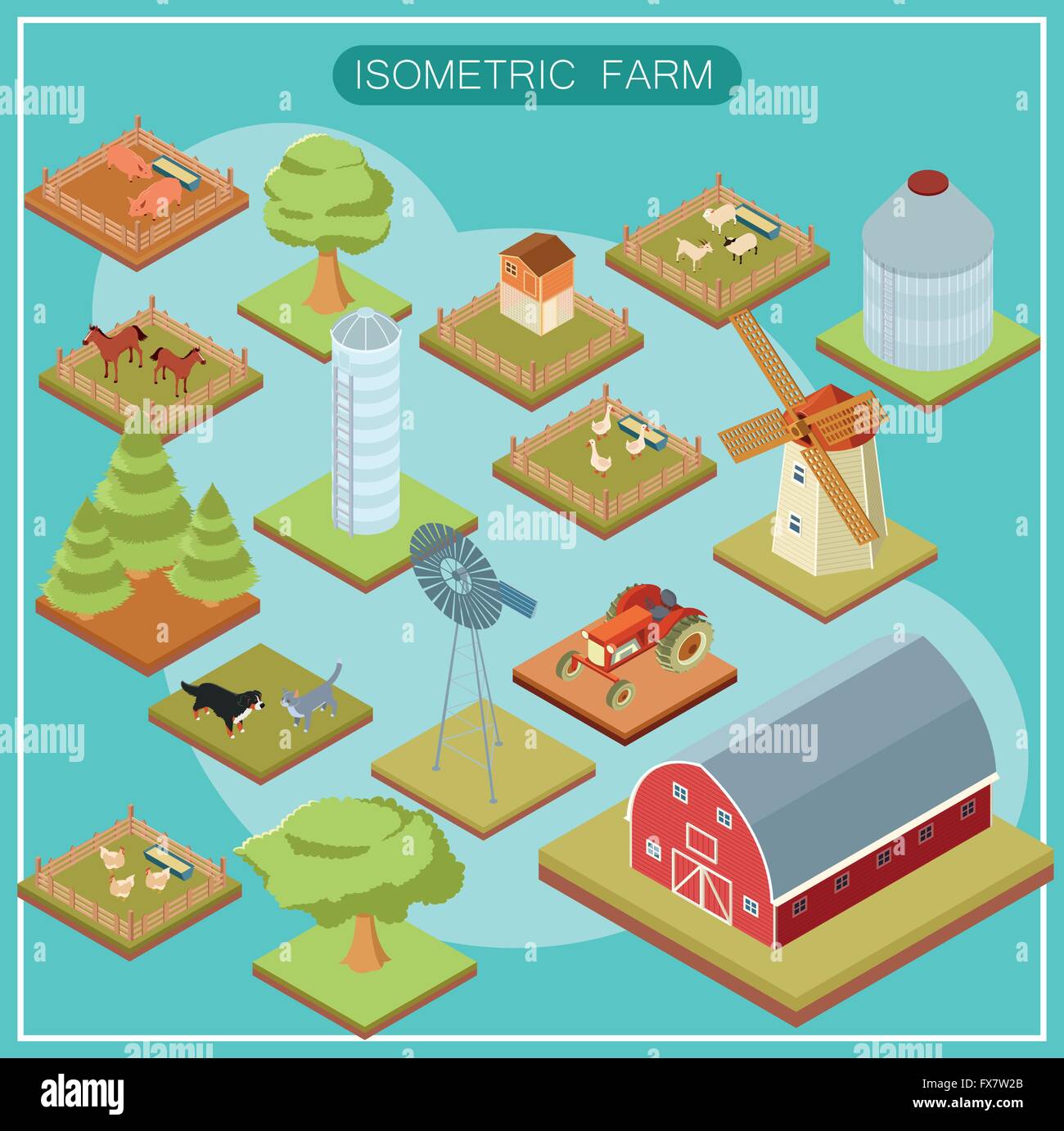 Isometric farm icon set Stock Vector Image & Art - Alamy