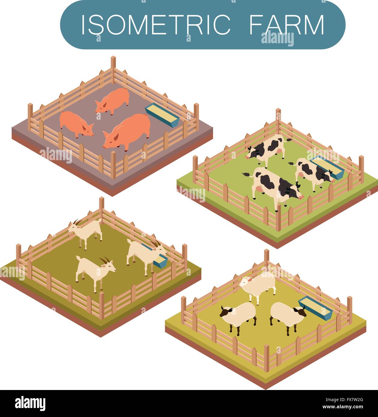 Isometric farm animals set Stock Vector Image & Art - Alamy