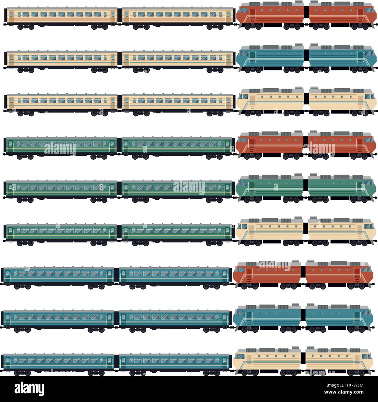 Set of passanger trains Stock Vector Image & Art - Alamy