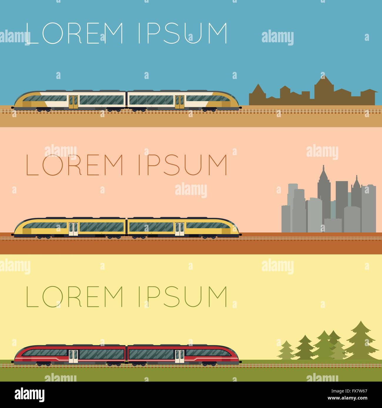 Set of suburban train banners Stock Vector Image & Art - Alamy