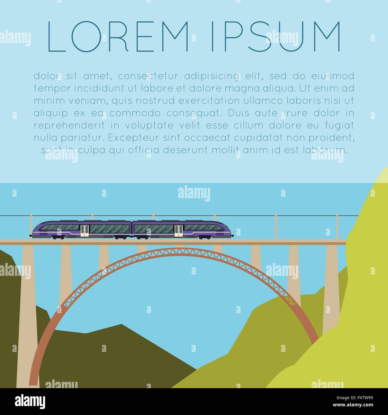 Train on the bridge banner Stock Vector Image & Art - Alamy