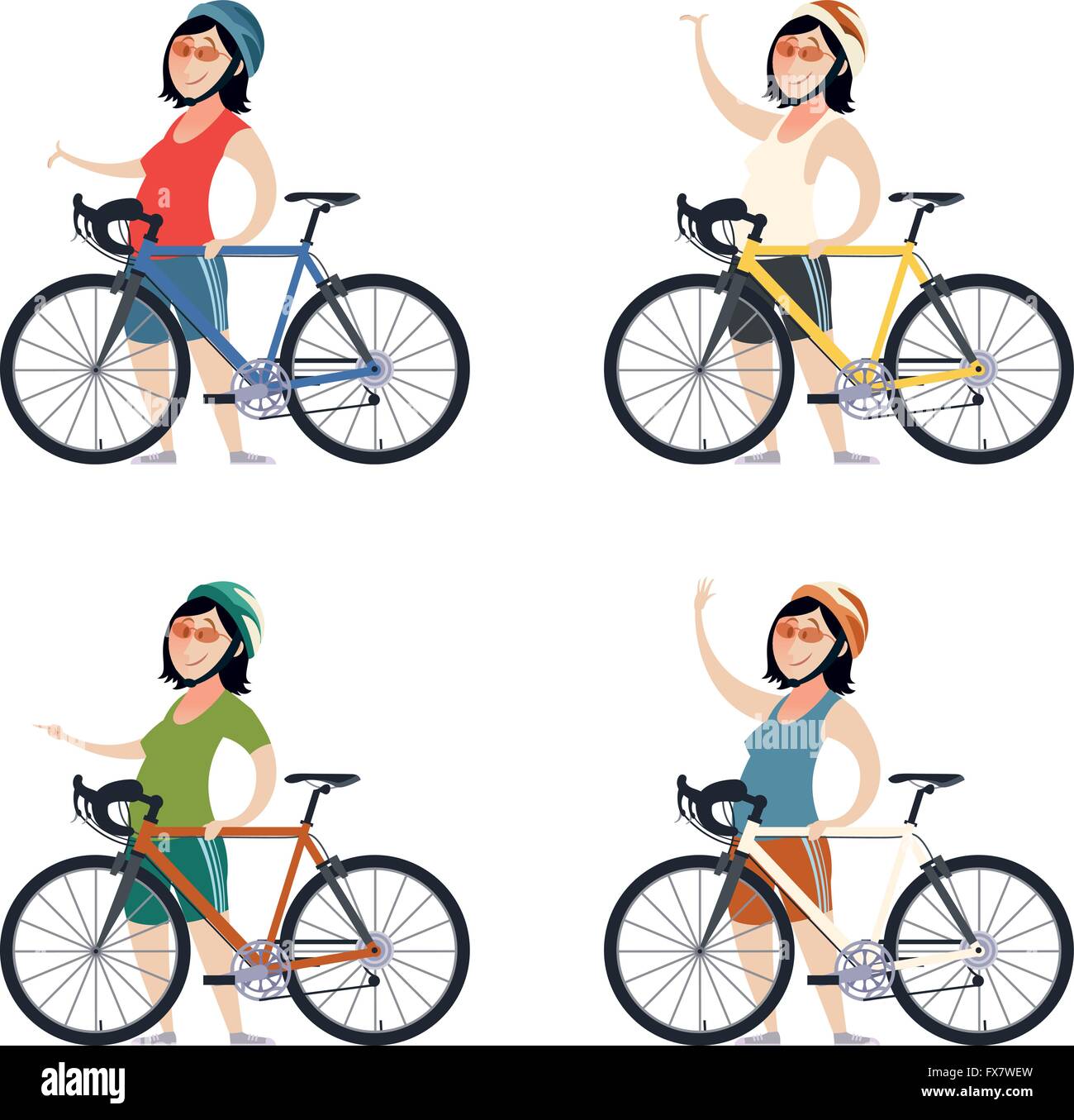 Set of cyclist women Stock Vector Image & Art - Alamy