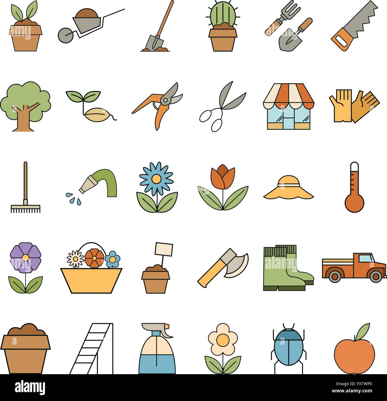 Set of colourful garden icons Stock Vector Image & Art - Alamy