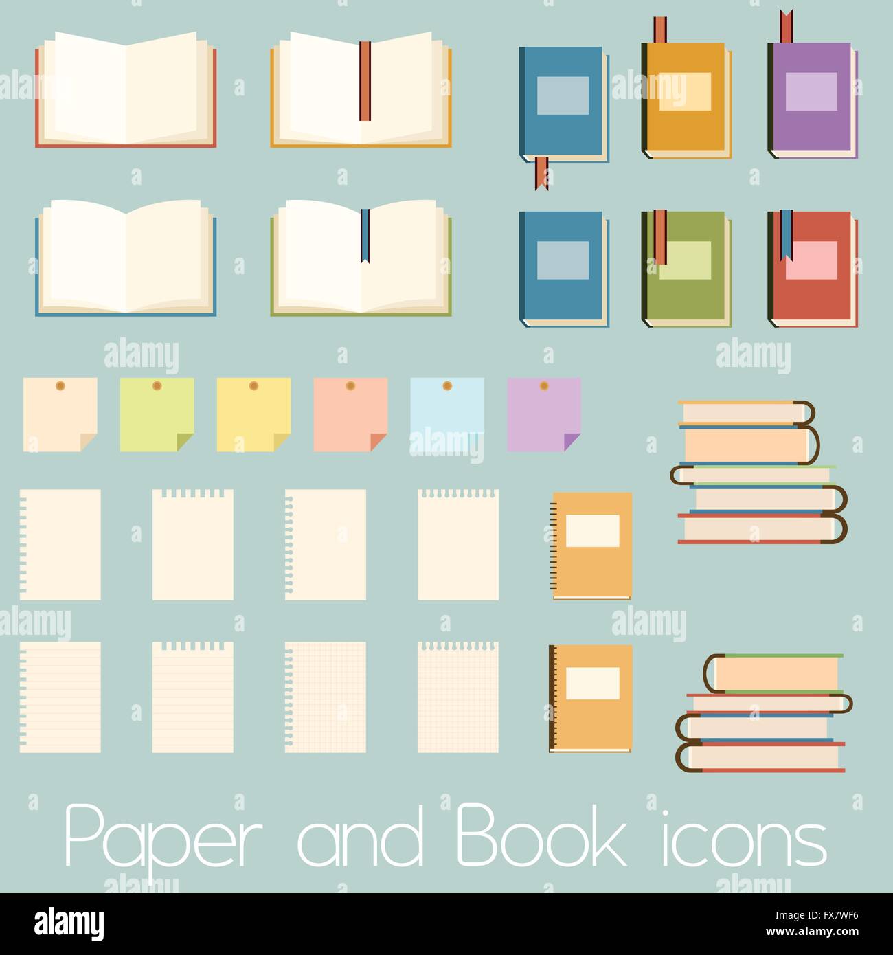 Set of flat book icons Stock Vector Image & Art - Alamy