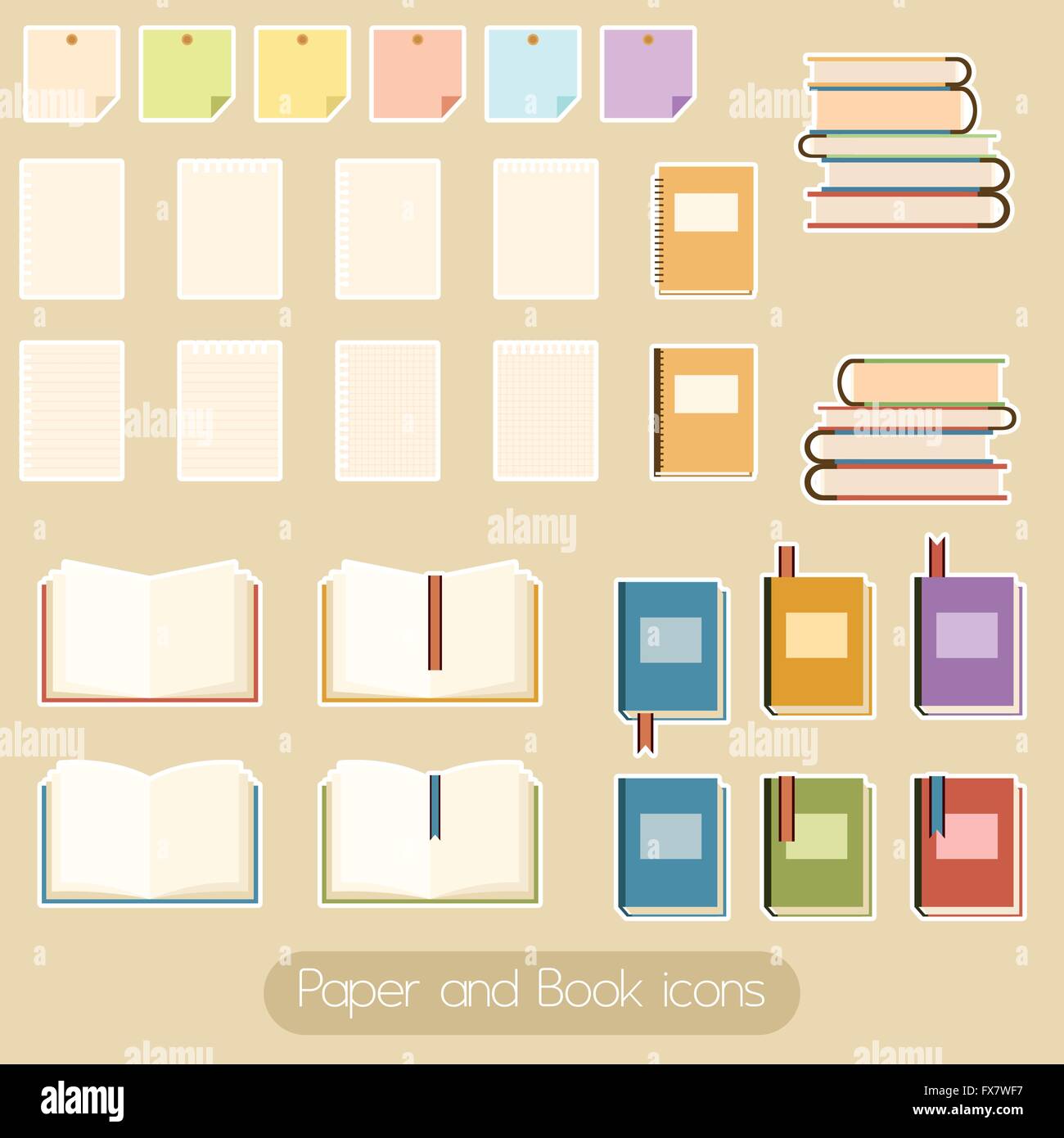 Set of flat book icons Stock Vector Image & Art - Alamy