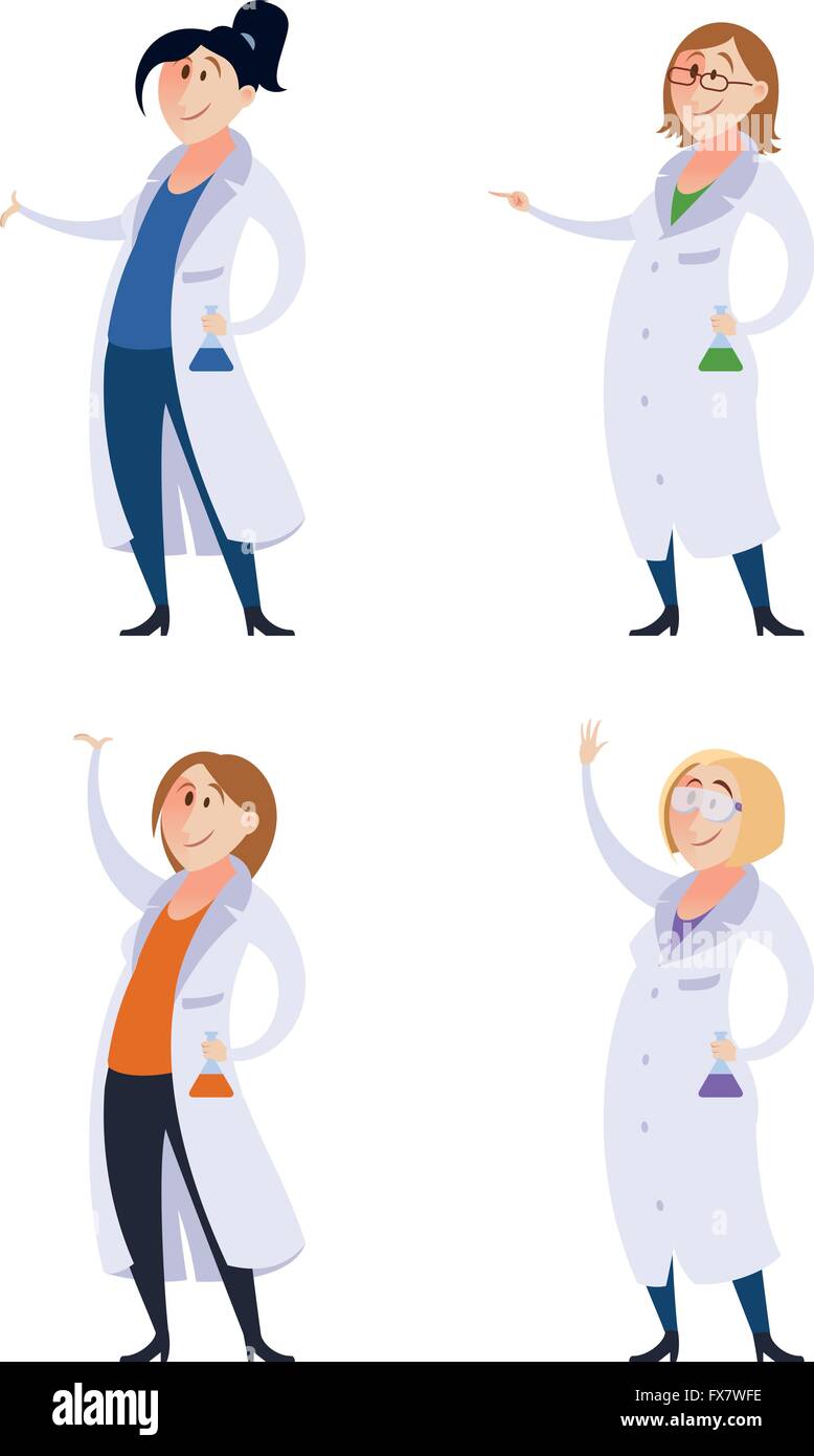 Woman scientist working microscope Stock Vector Images - Alamy