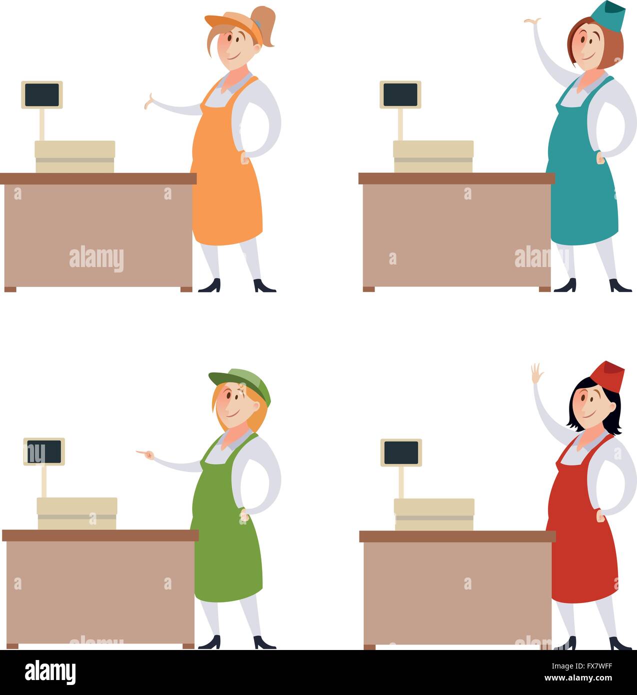 Woman seller food set Stock Vector Images - Alamy