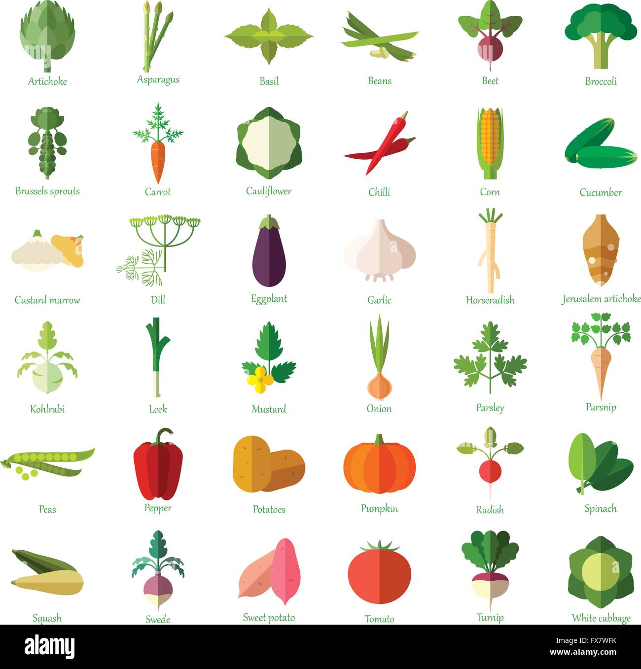Set of vegetable flat icons Stock Vector Image & Art - Alamy