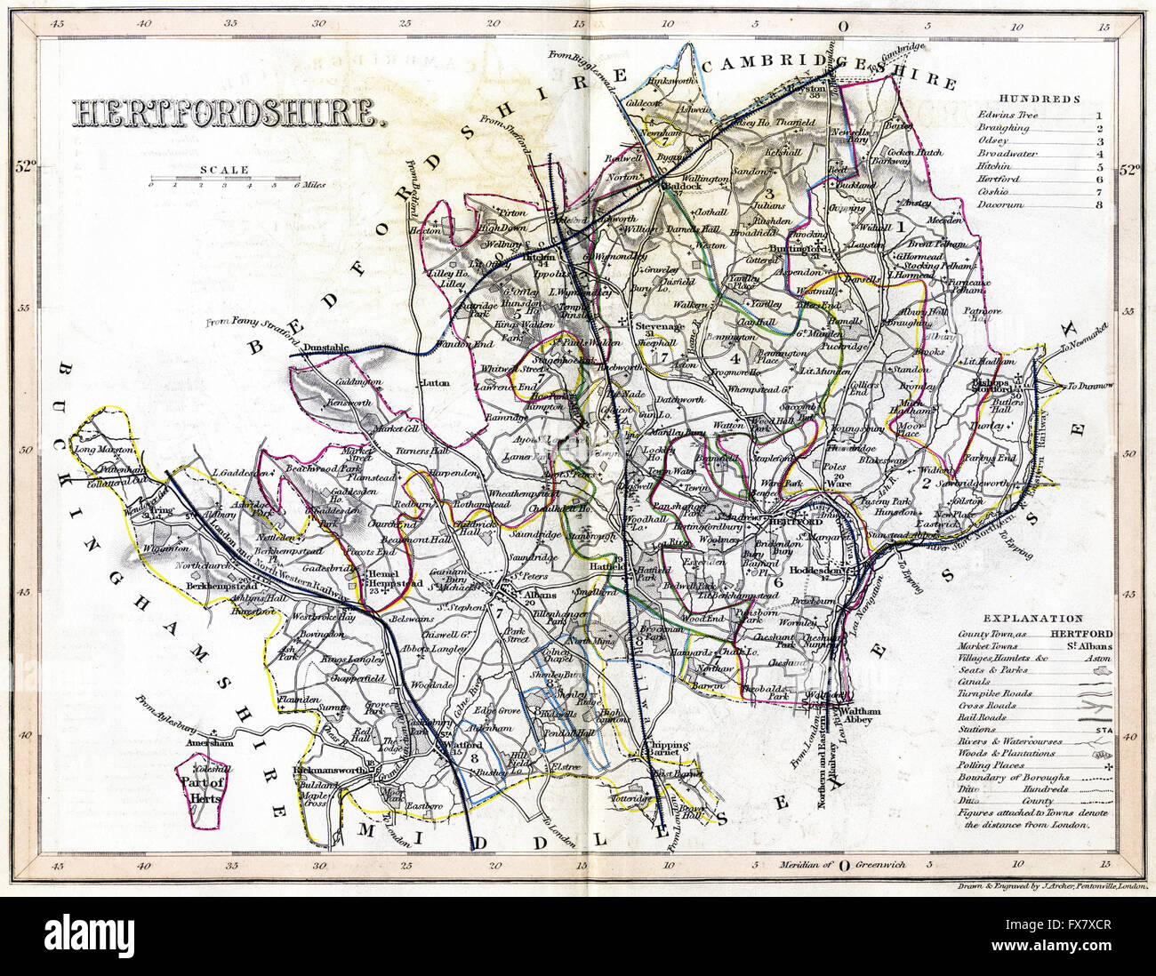 Hertfordshire map hi-res stock photography and images - Alamy