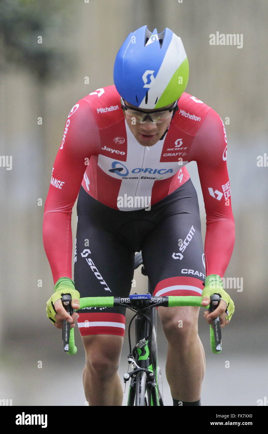 Eibar, Spain, April 9, 2016 Christopher Juul during the time trial ...