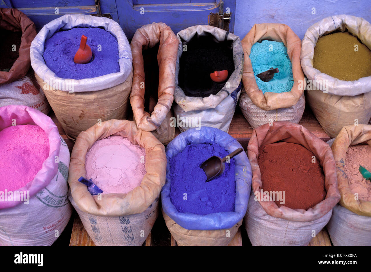Morocco, blue Chefchaouen, Rif, Color powder, painting Stock Photo - Alamy