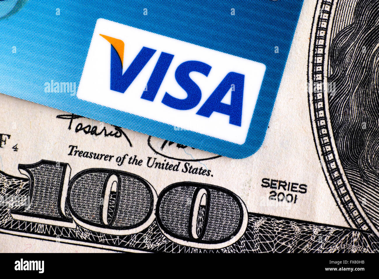 Tambov, Russian Federation - April 02, 2016 Visa logo on credit card ...