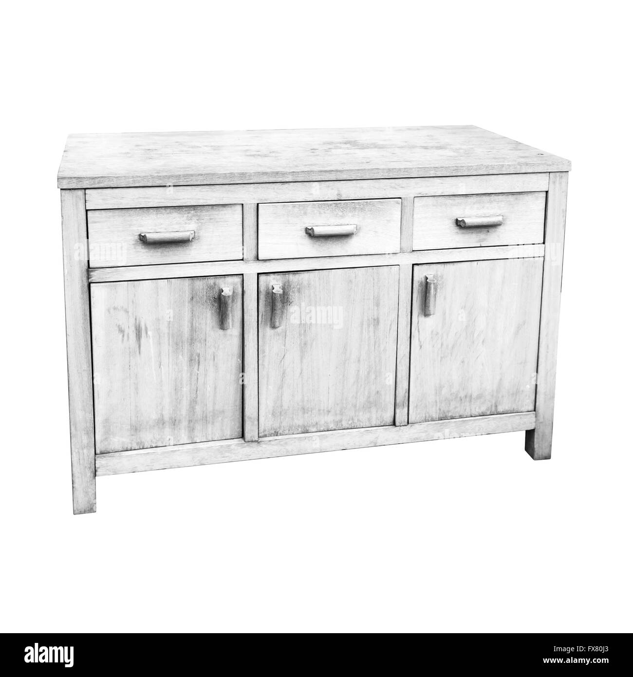 Old used wooden chest of drawers isolated on white background Stock ...