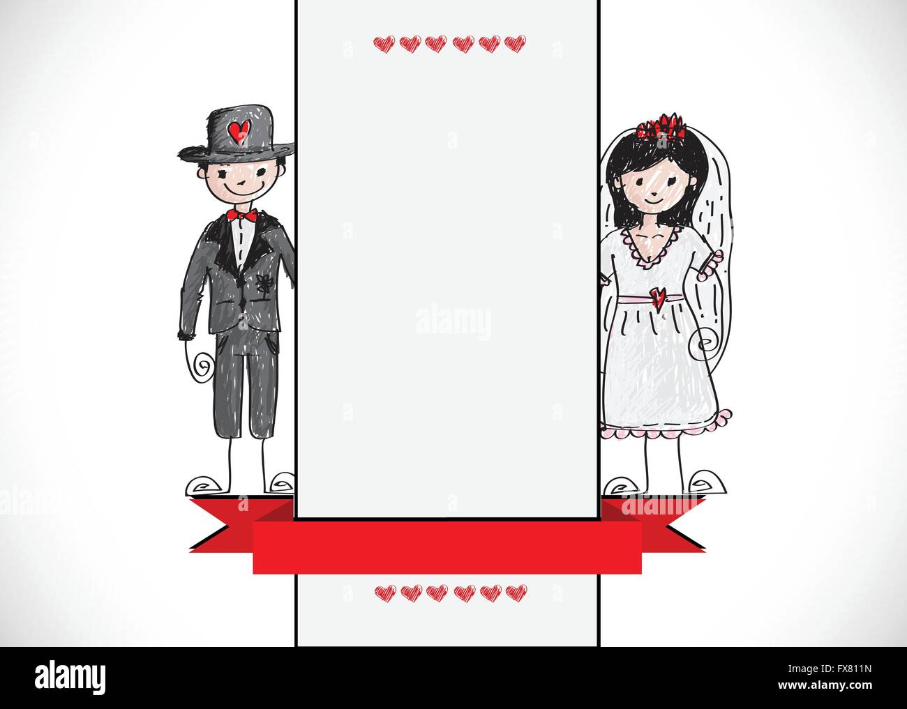 Cartoon hand drawn wedding couple wedding idea design Stock Vector ...