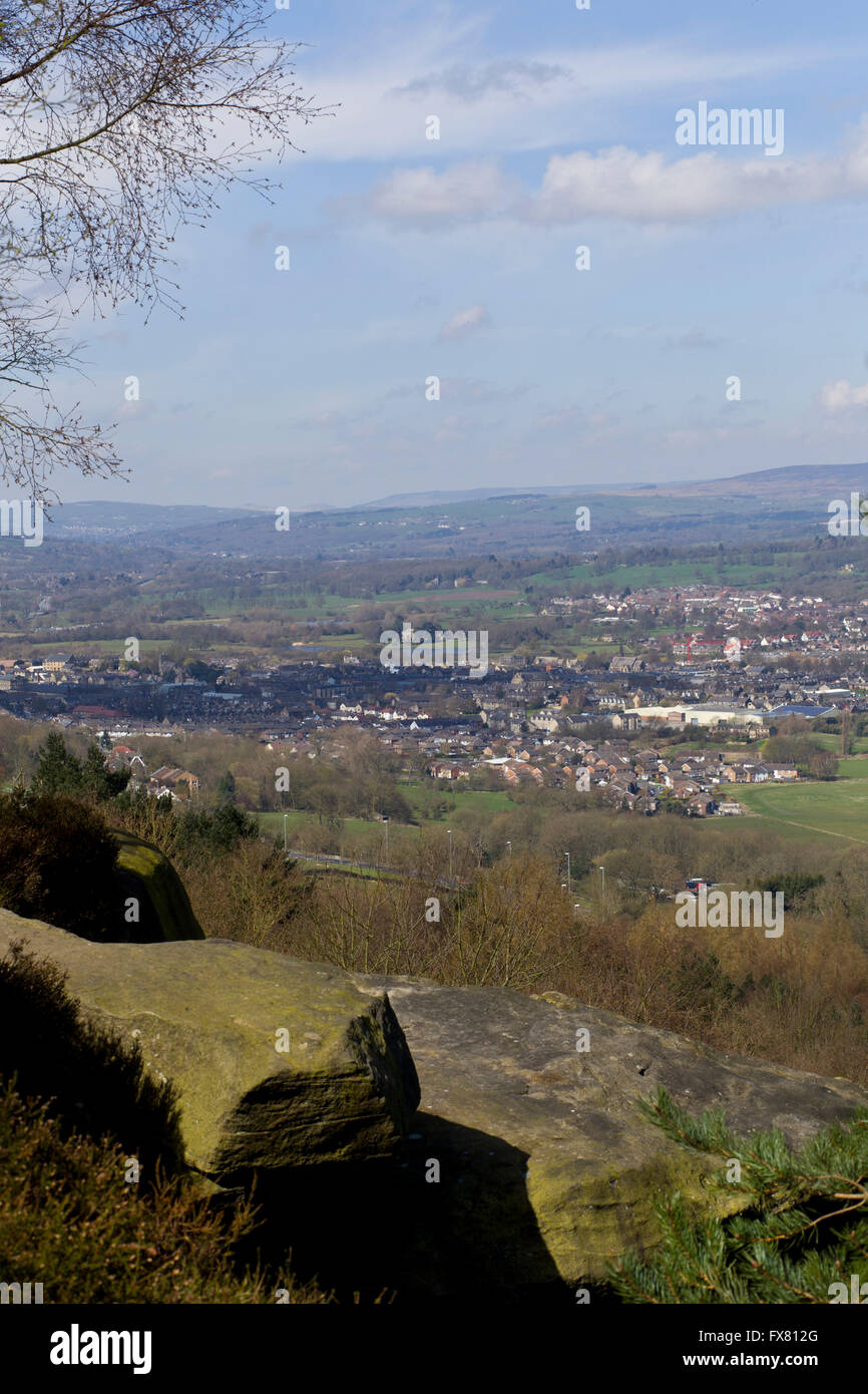 Caley Craggs, overlooking Otley in Lower Wharfedale, Yorkshire Stock ...